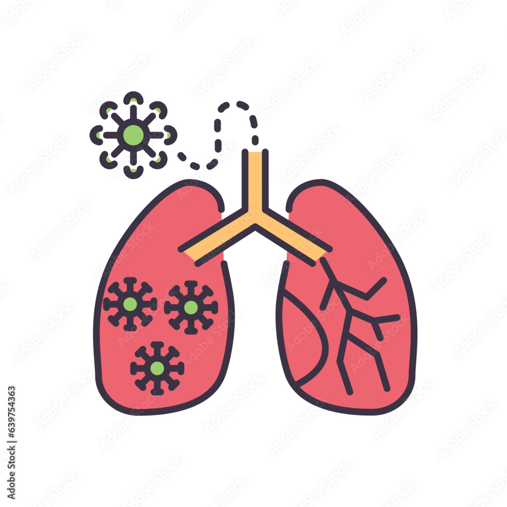 Lungs Infection related vector icon. Lungs with infection inside. Lungs ...