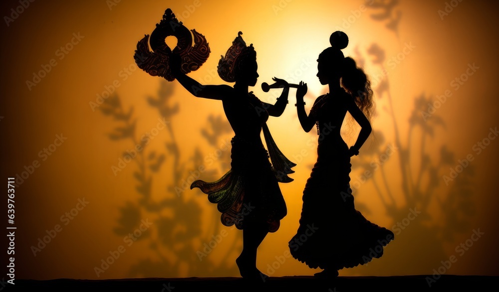 shadow of lord krishna and radha, Generative AI Stock Illustration ...