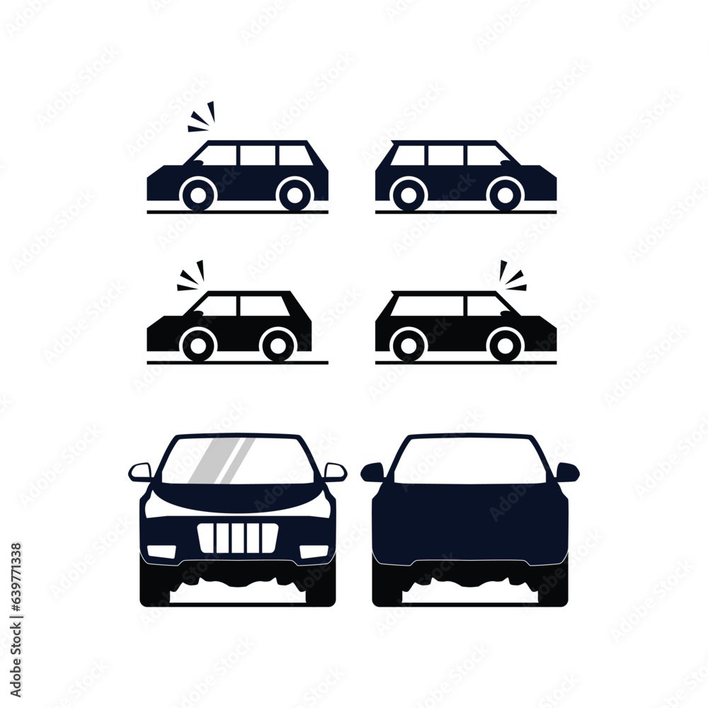 vector design of car image front and back and side view, car icon ...