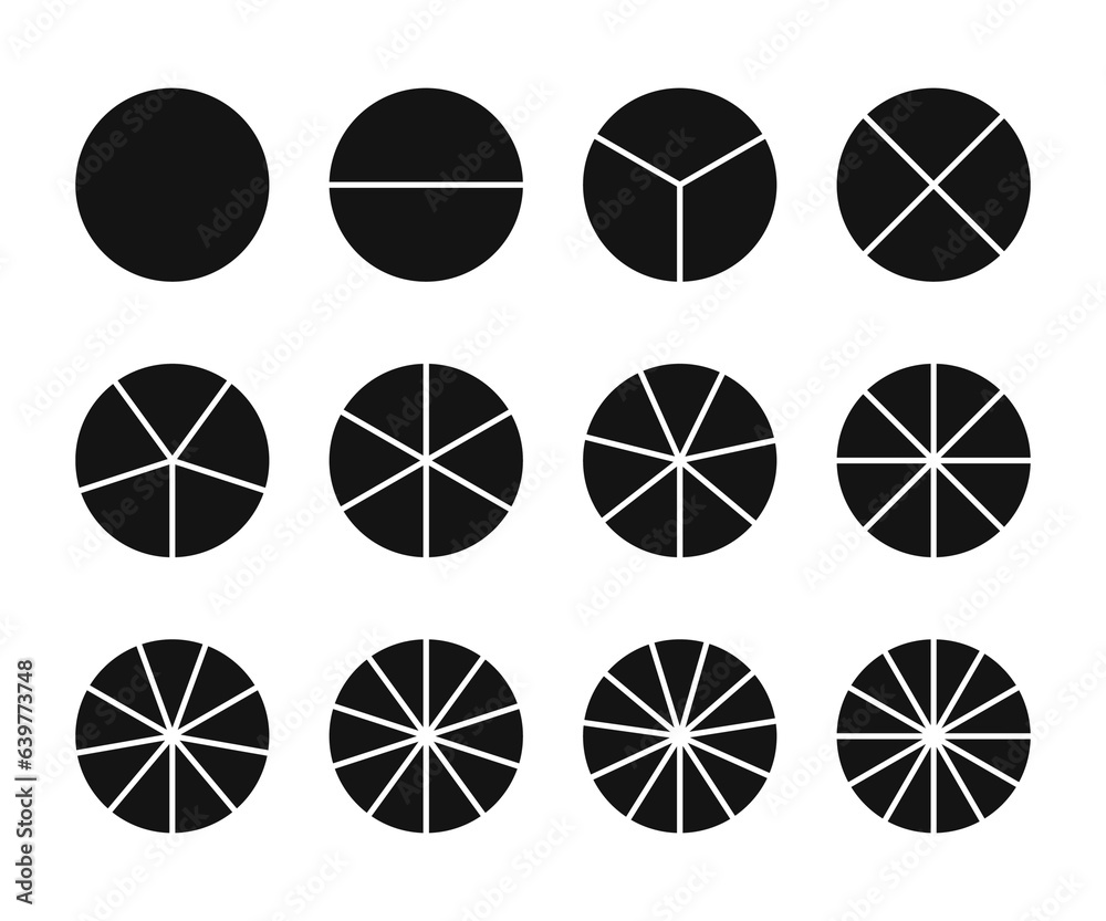 Infographic vector illustration. Circles divided into parts from 1 to ...