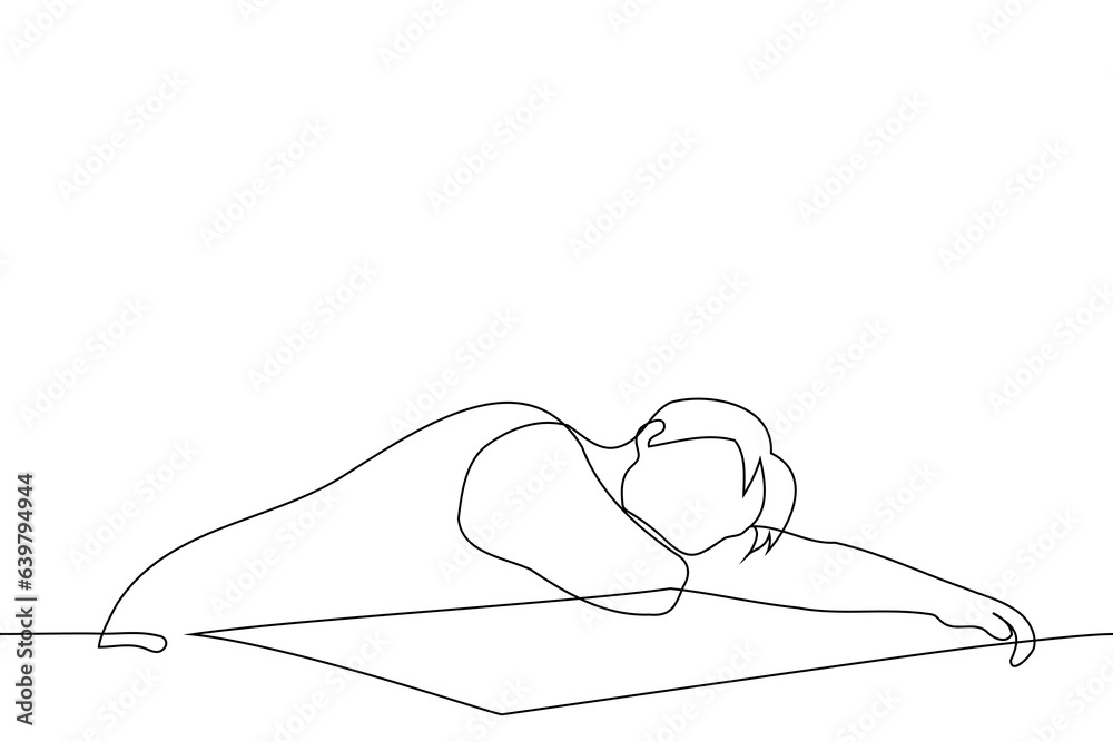 man lounging lazily at the table - one line art vector. the concept ...