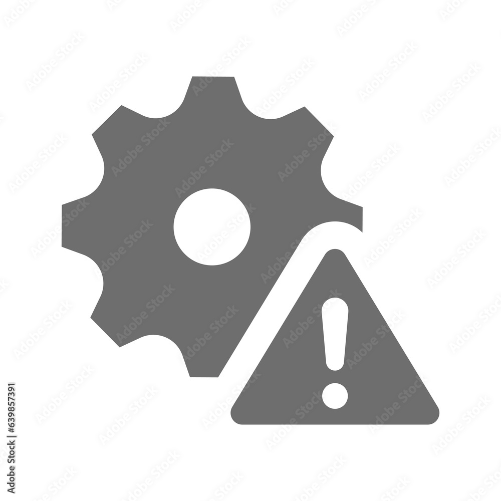 Gear and warning exclamation mark or point sing. System breach, danger ...