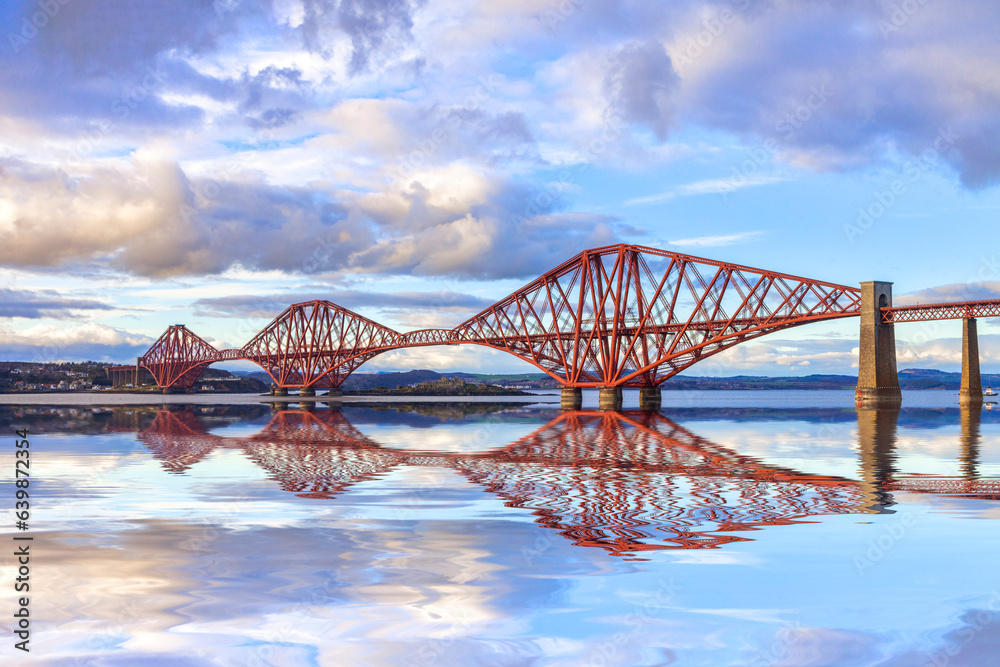 The Forth Rail Bridge, one of Scotland's most famous landmarks, with a ...