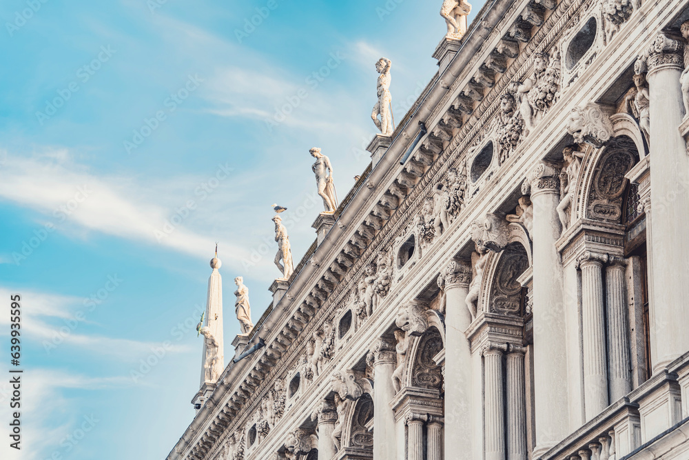 Architecture detail with the facade of the Marciana National Library ...