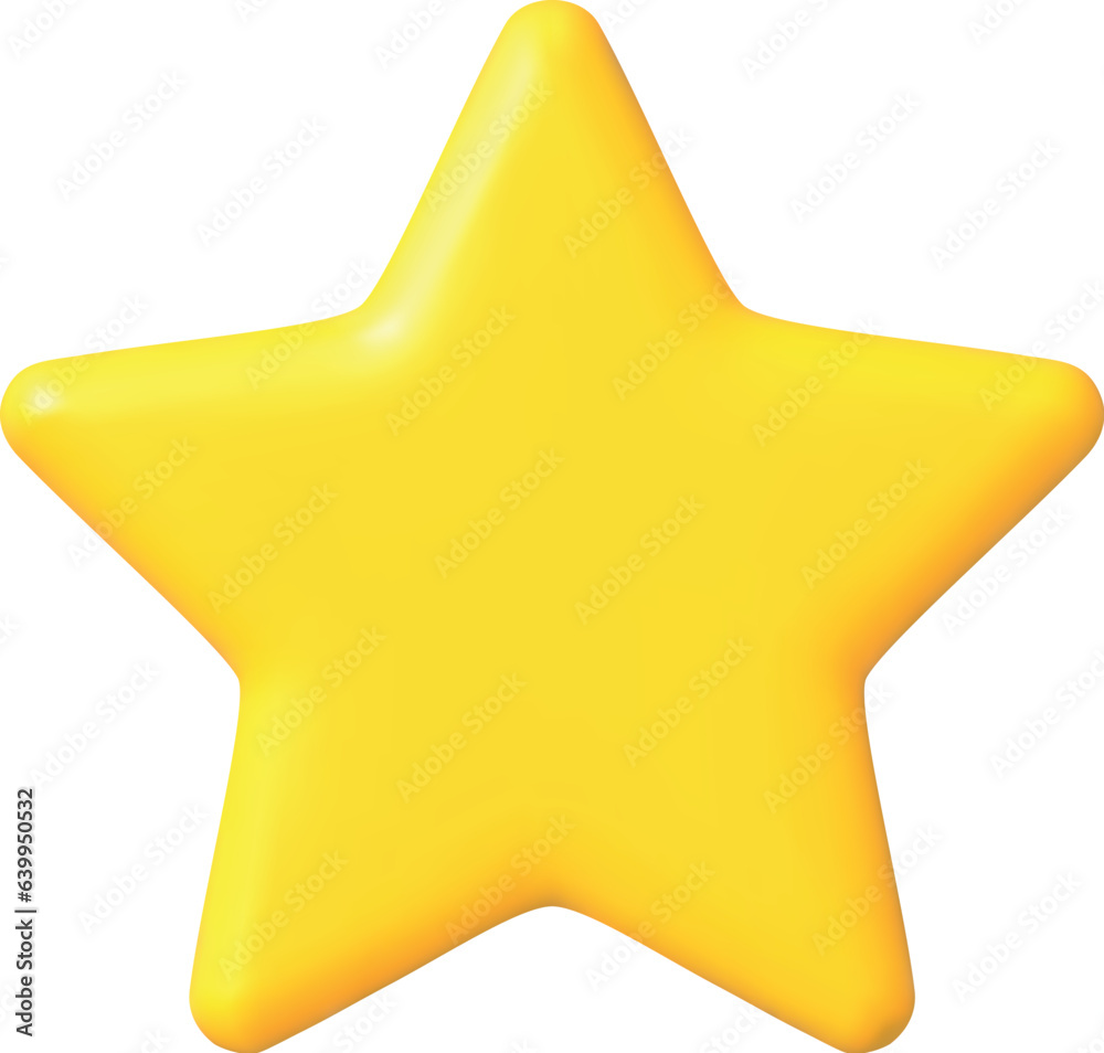 Vector render Yellow star icon. Cartoon Symbol for Customer rating ...