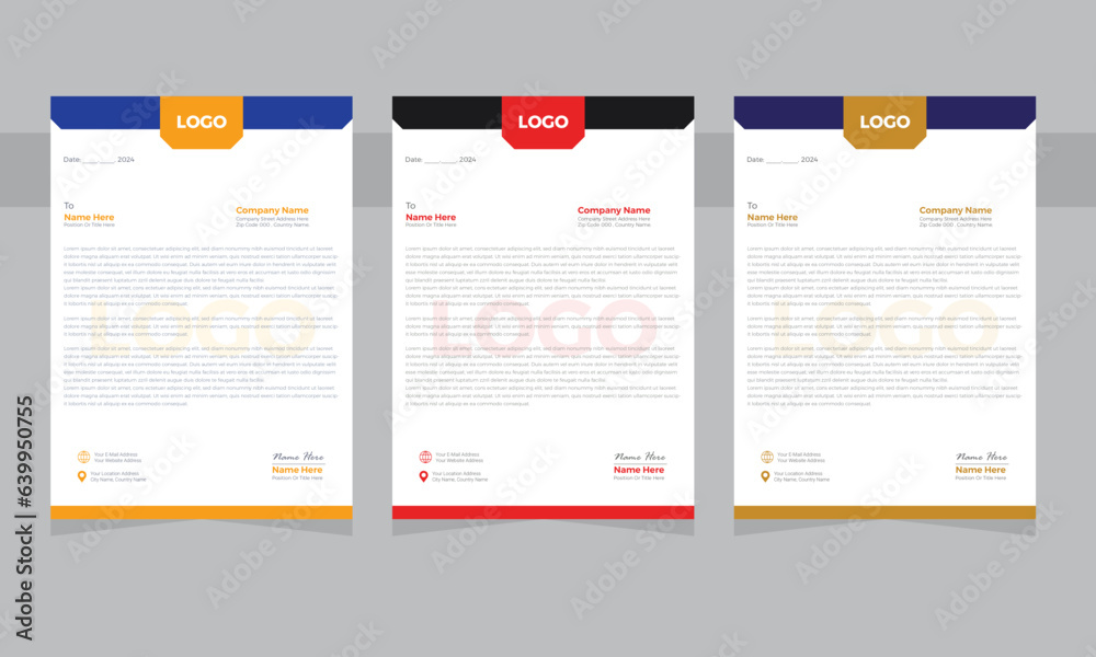 corporate business modern letterhead design layout template with yellow ...