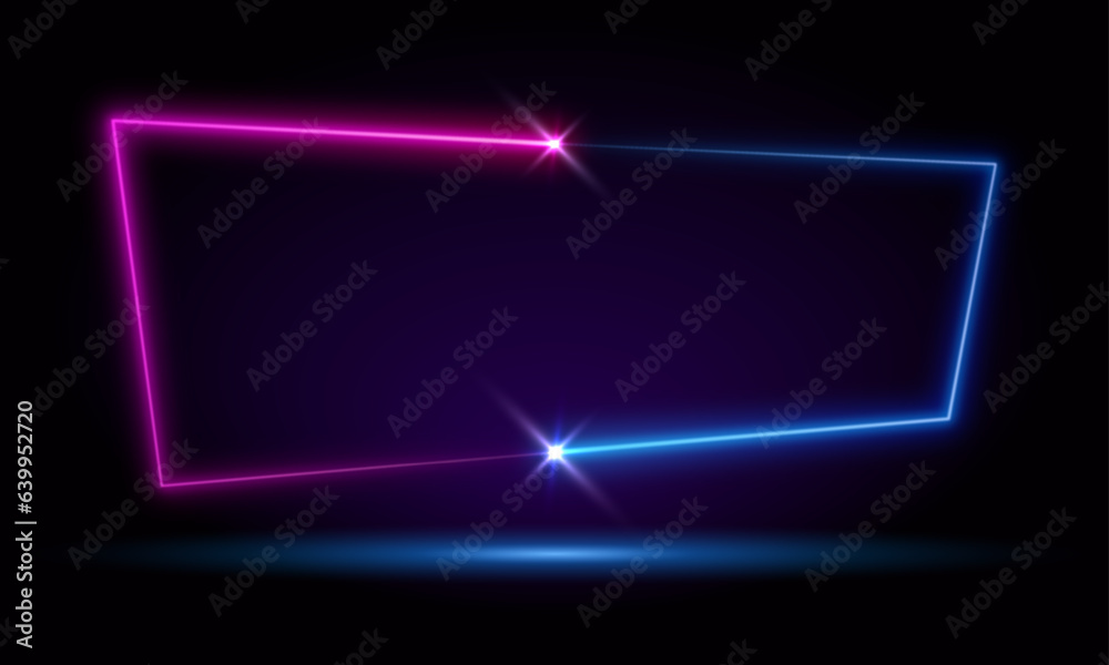 Animated neon glowing frame background. Colorful laser show seamless ...