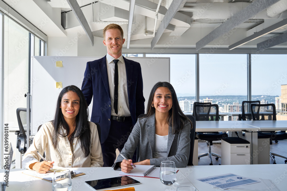 Happy professional diverse team business people in office meeting room ...