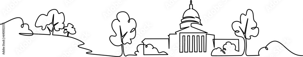 Madison city. Continuous one line drawing. cityscape Wisconsin State ...
