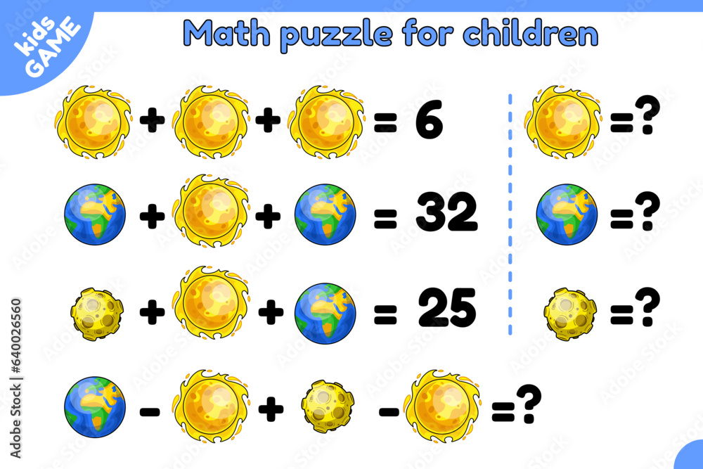 Math game for children. Educational puzzle for school kids. Counting ...