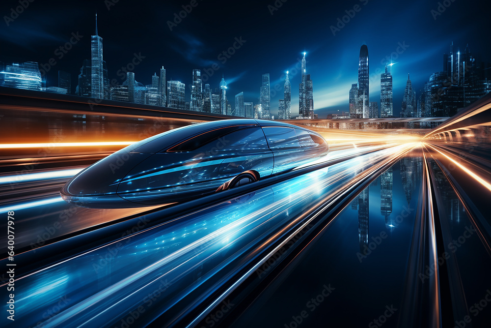 Hyperloop train, background of a magnetic levitation train, the fastest ...