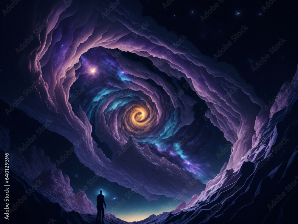 Wallpaper showcases a magnificent spiral galaxy, adorned with swirling ...