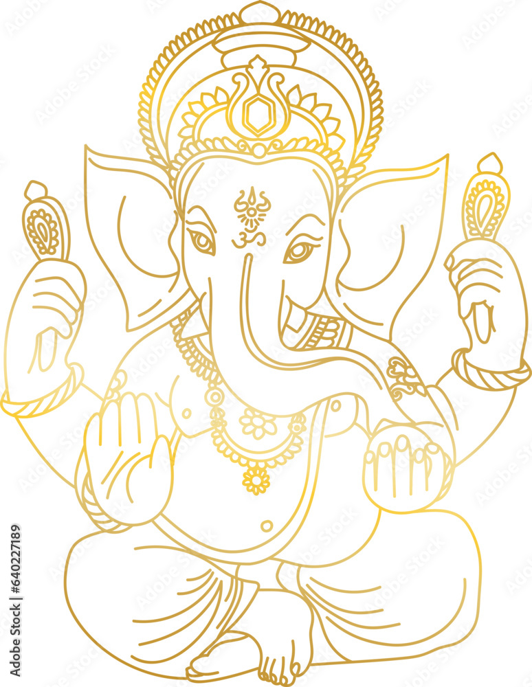 Ganpati Illustration hand drawn Stock Vector | Adobe Stock