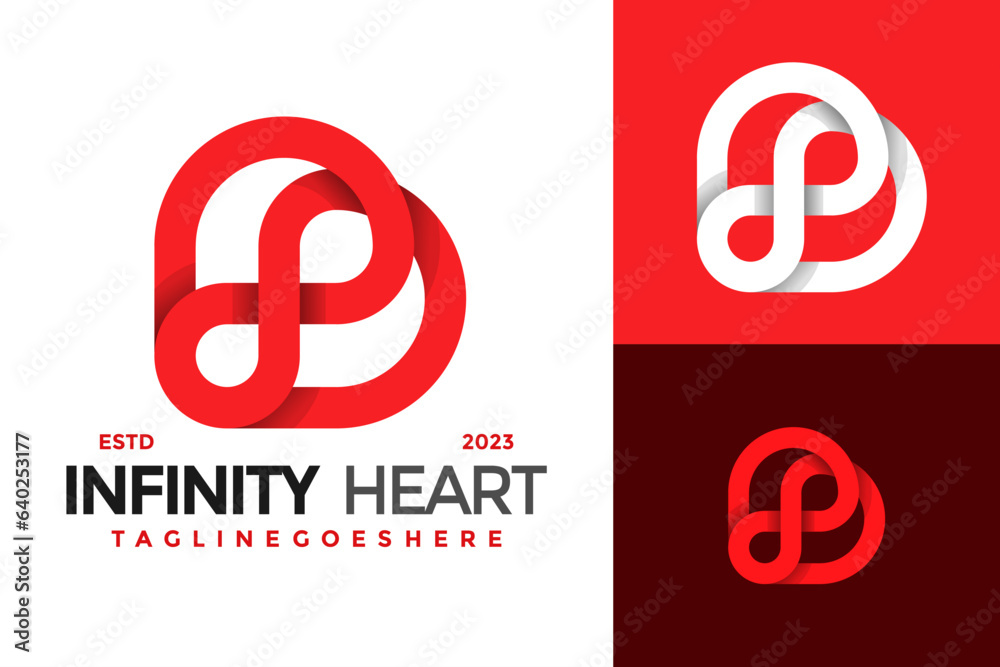 Letter B infinity heart logo design vector symbol icon illustration ...