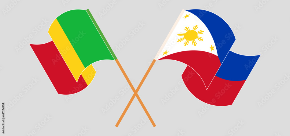 Crossed and waving flags of Mali and the Philippines Stock Vector ...