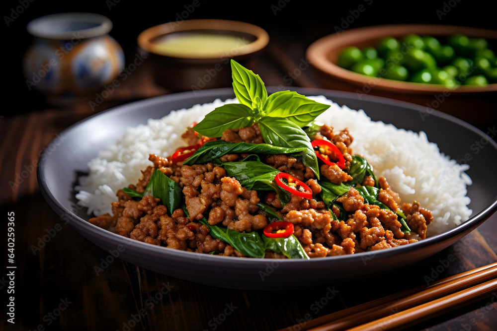 Pad krapow or Thai Basil Stir-Fry which is a flavorful and aromatic ...
