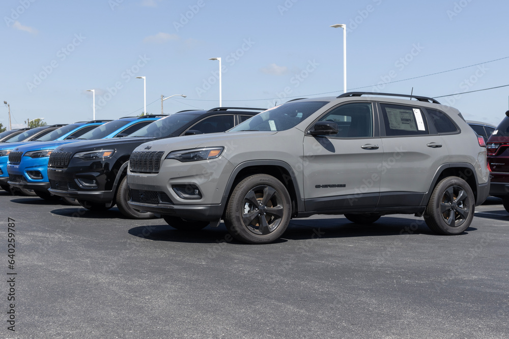 Jeep Cherokee display at a dealership. Jeep offers the Cherokee in ...