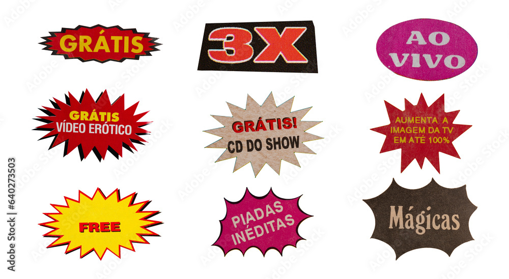 Cutout magazine vintage labels, price, words, stickers, tags, sign and ...