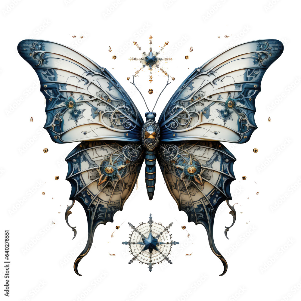 An ancient celestial map butterfly t-shirt design, where the butterfly ...