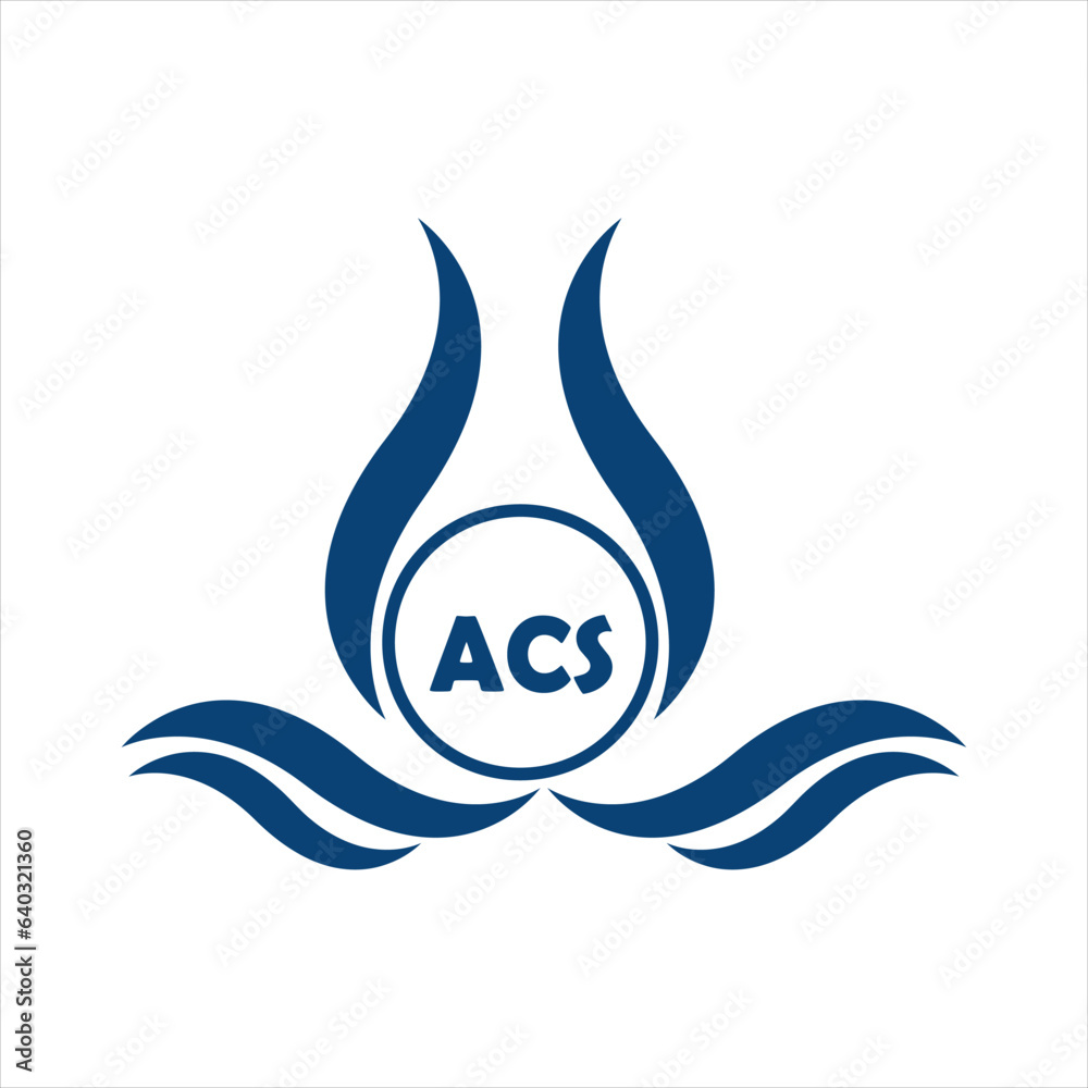 ACS letter water drop icon design with white background in illustrator ...