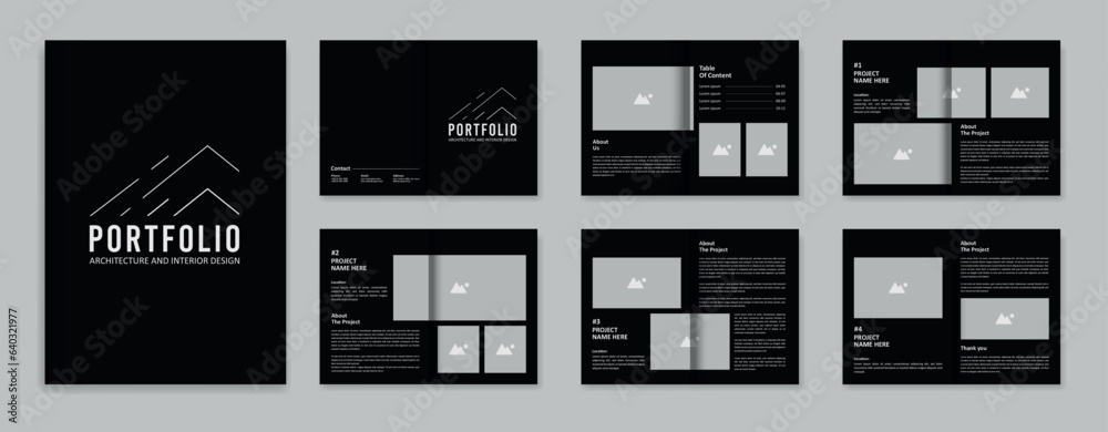 Architecture portfolio design template, architectural portfolio layout ...