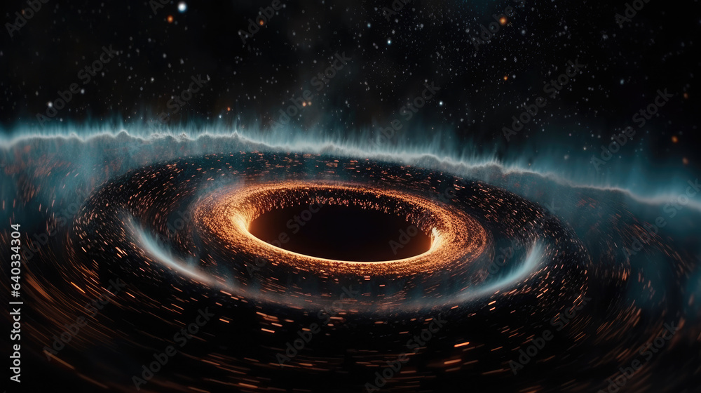Artistic interstellar supermassive Black Hole in outer space. Astronomy ...