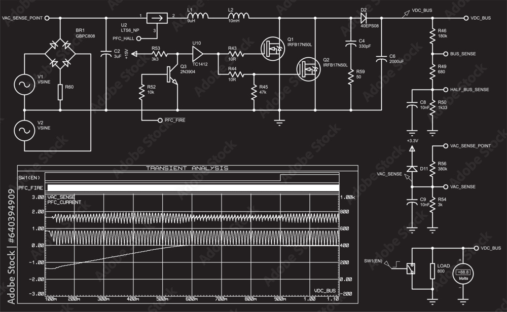 Vector diagram of an electrical schematic of an electronic device ...