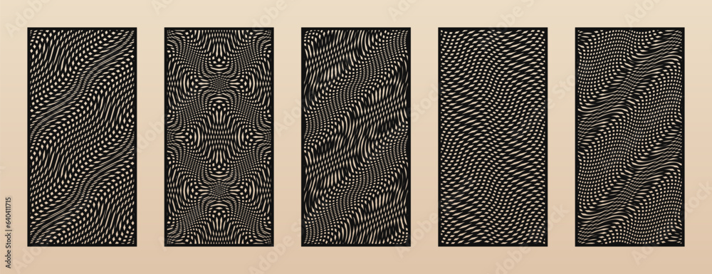 Set of modern laser cut panels. Abstract geometric patterns with ...