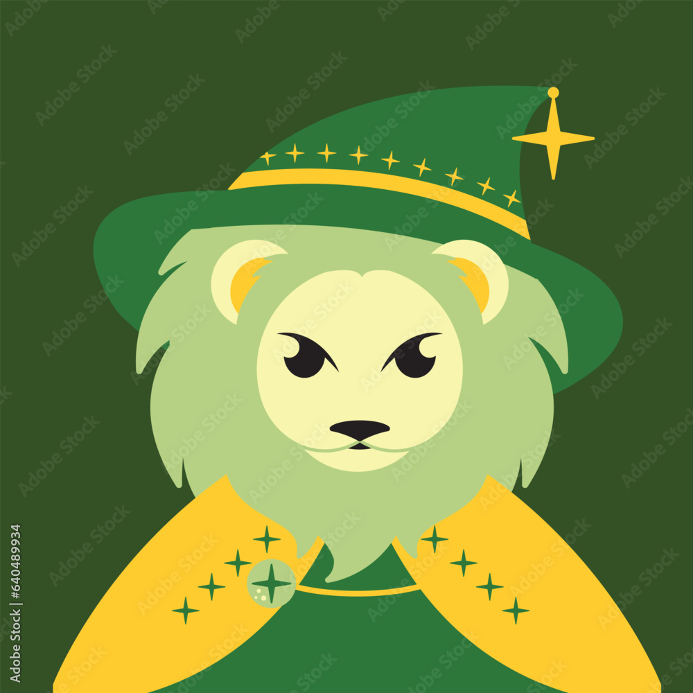 Lion cute cartoon vector wizard theme Stock Vector | Adobe Stock
