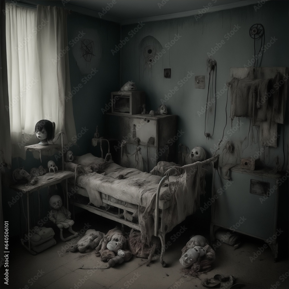 old bed in the bedroom horror creepy hospital dark ghost doll dolls ...