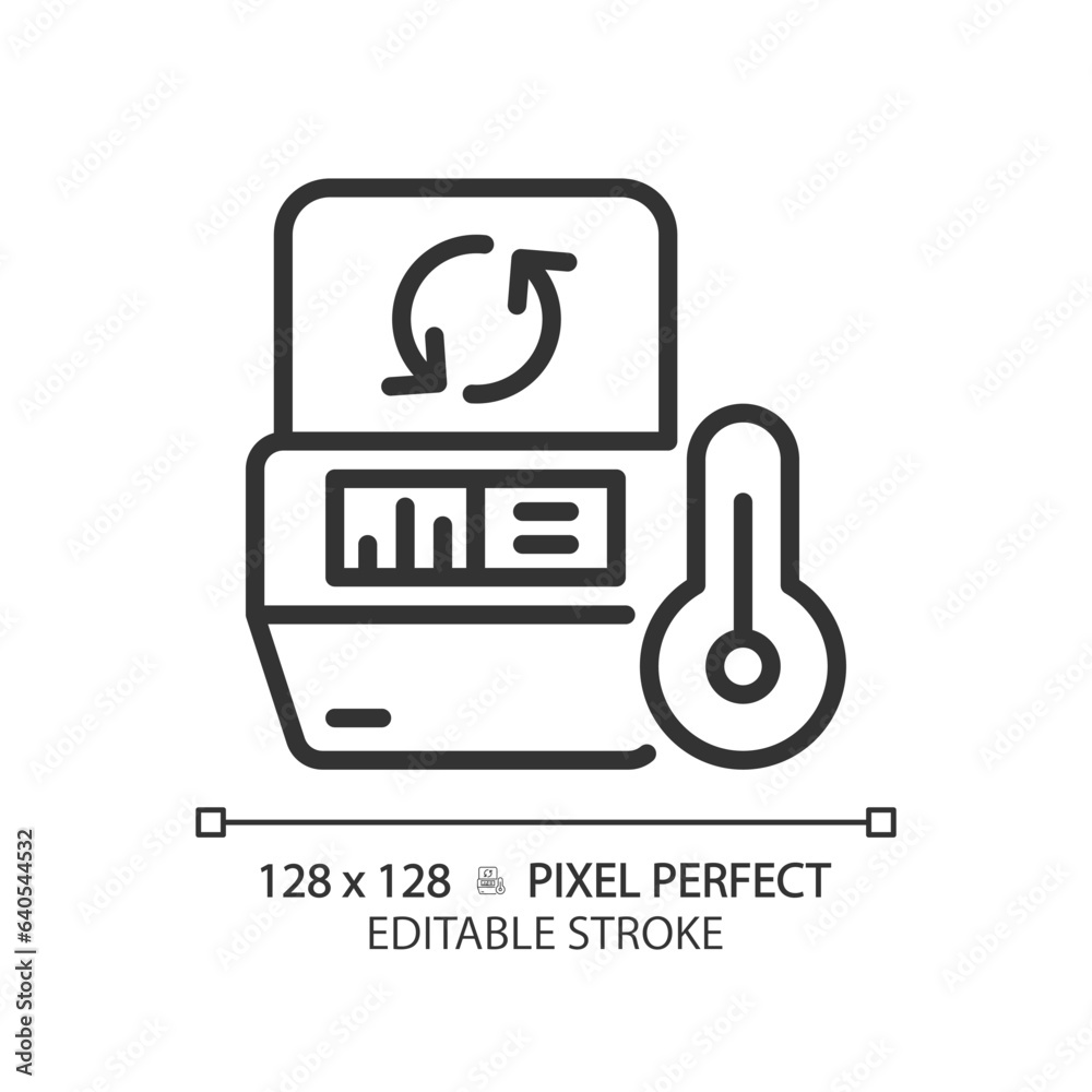 Pcr machine pixel perfect linear icon. Thermal cycler. Polymerase chain ...