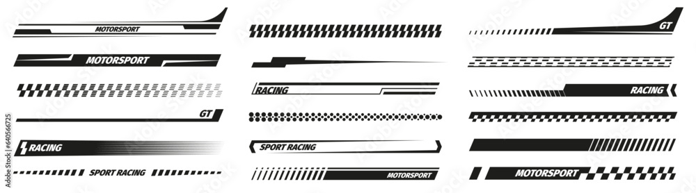 Black racing stripes. Modern race modification mark, elegant futuristic ...