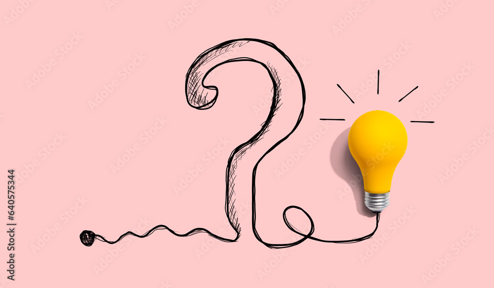 Light bulb and question mark - Flat lay Stock Photo | Adobe Stock