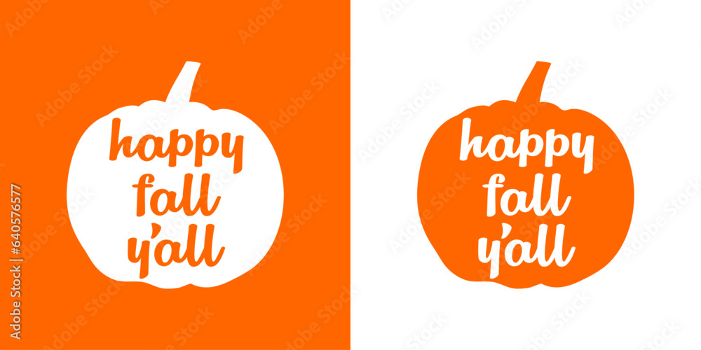 Vetor Logo con letras palabra happy fall y'all con texto manuscrito en ...