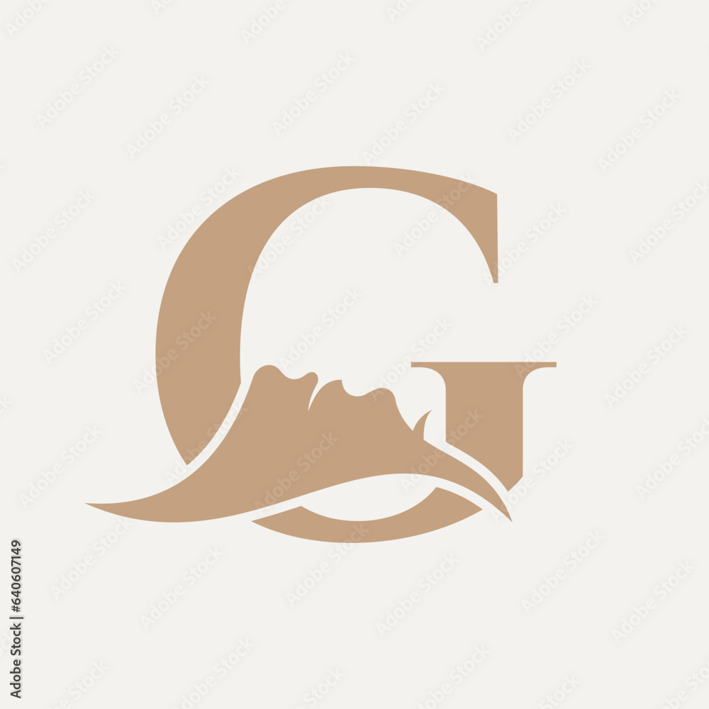 Woman Face Logo On Letter G. Beauty Spa Symbol With Woman Face Icon ...