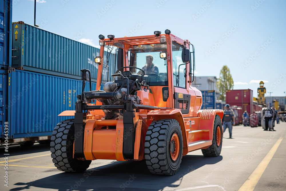 Cargo shipping containers stacked at harbor freight terminal Stock ...