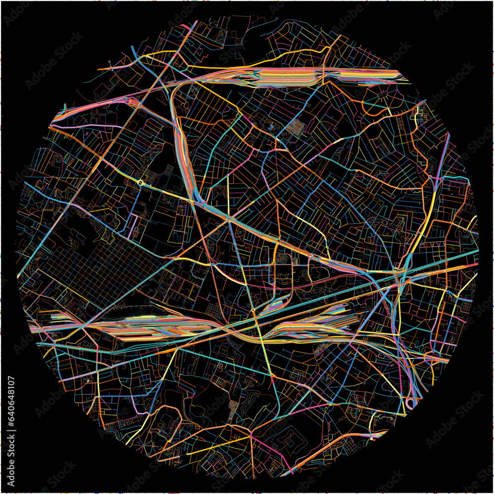Colorful Map of Bobigny, Seine-Saint-Denis with all major and minor ...