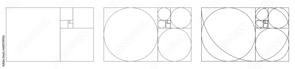 Golden ratio template set. Method golden section. Harmony proportions ...