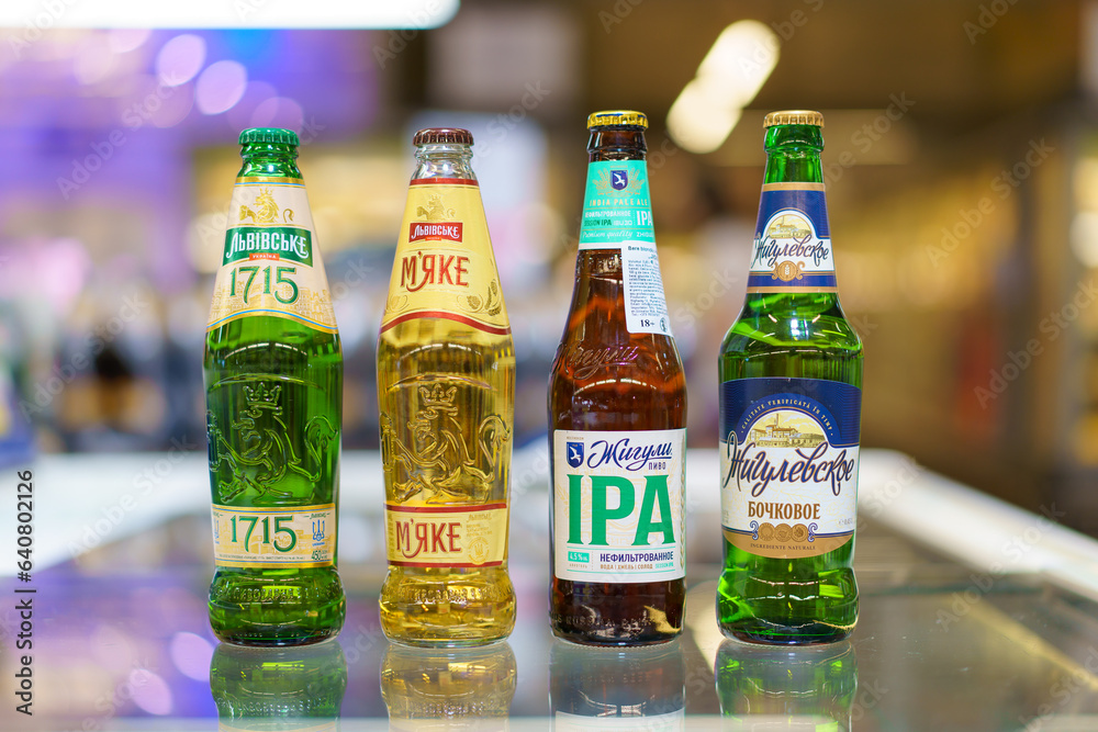 June 8, 2023 Balti, Moldova. Illustrative editorial. Beer in glass ...