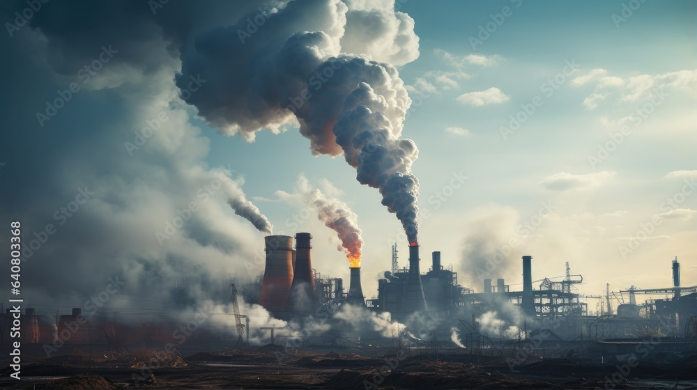 clean, sky with a polluted sky filled with smog or industrial emissions ...