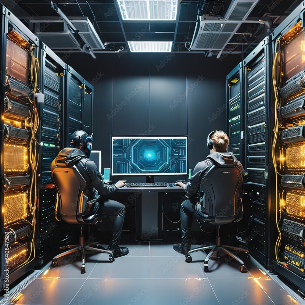 Cutting-edge Vision: Tech Guru in Futuristic Data Center Utilizing ...
