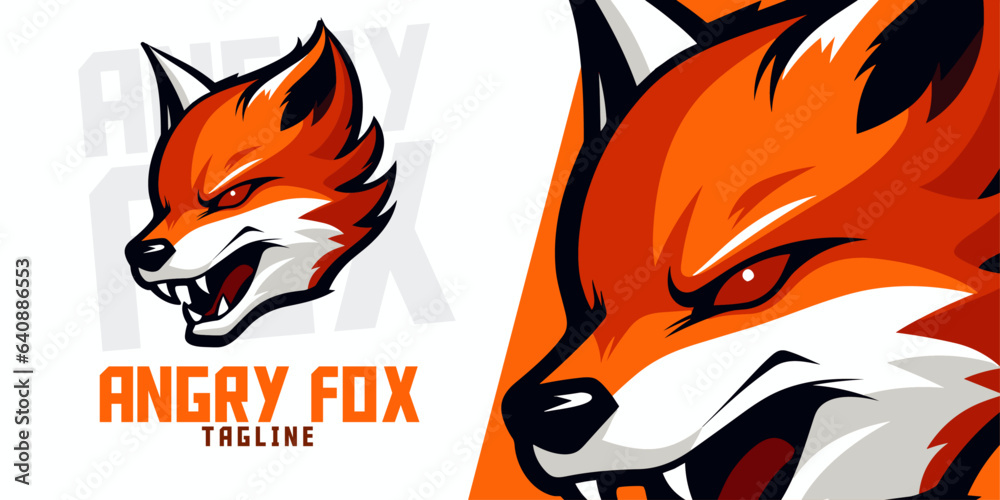 Angry Fox Logo Design: Mascot, Illustration, Vector Graphic for Sports ...