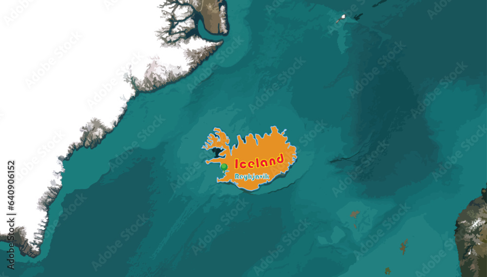 Vettoriale stock di Iceland map and its capital city Reykjavík on the ...