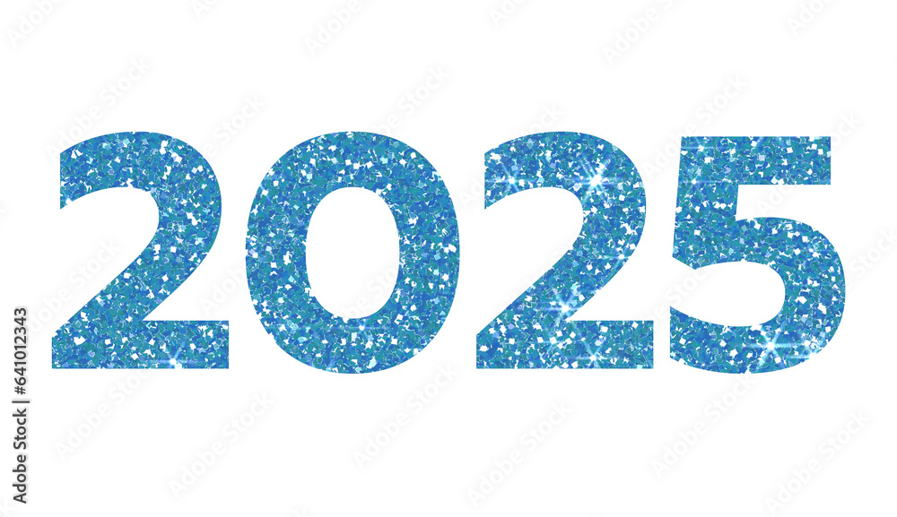 2025 Blue glitter symbol on transparent background. 2025 YEAR. Design ...