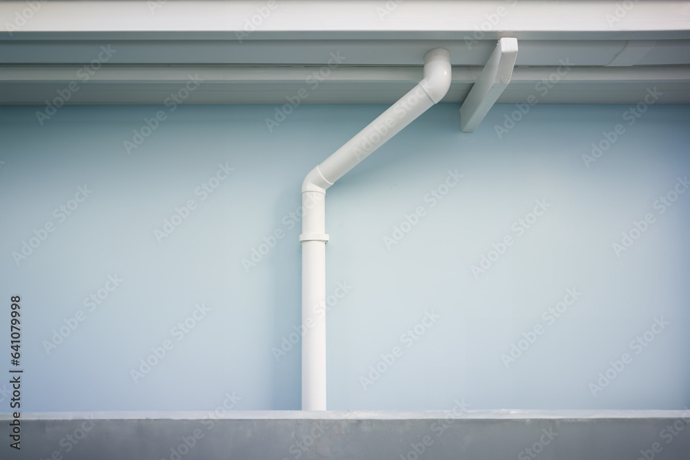 Rain gutter install on steel structure, connect to pvc downpipe or ...