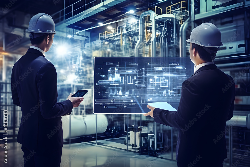 Factory Digitalization: Two Industrial Engineers Use Tablet Computer ...