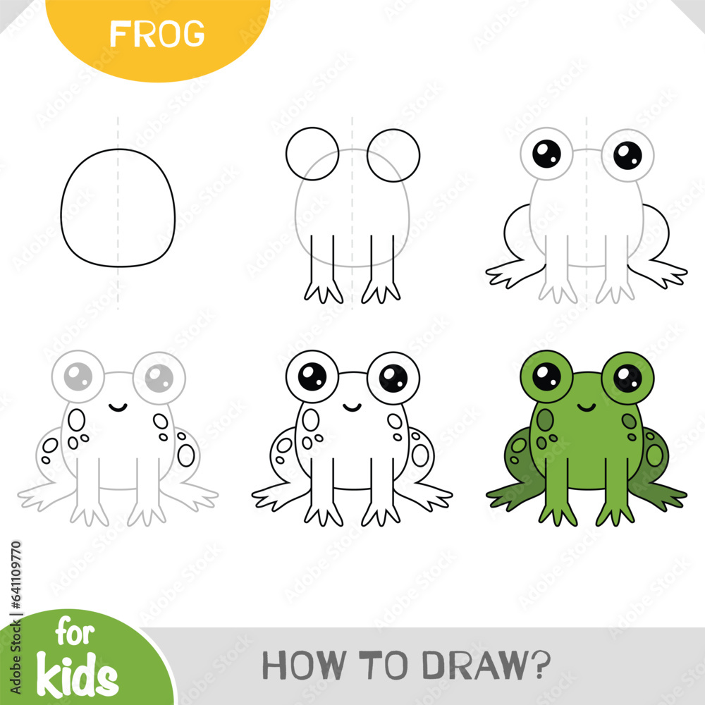 How to draw Frog for children. Step by step drawing tutorial Stock ...
