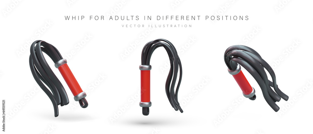 Multi tailed whip for adults. Flogger with plastic handle. Accessory ...