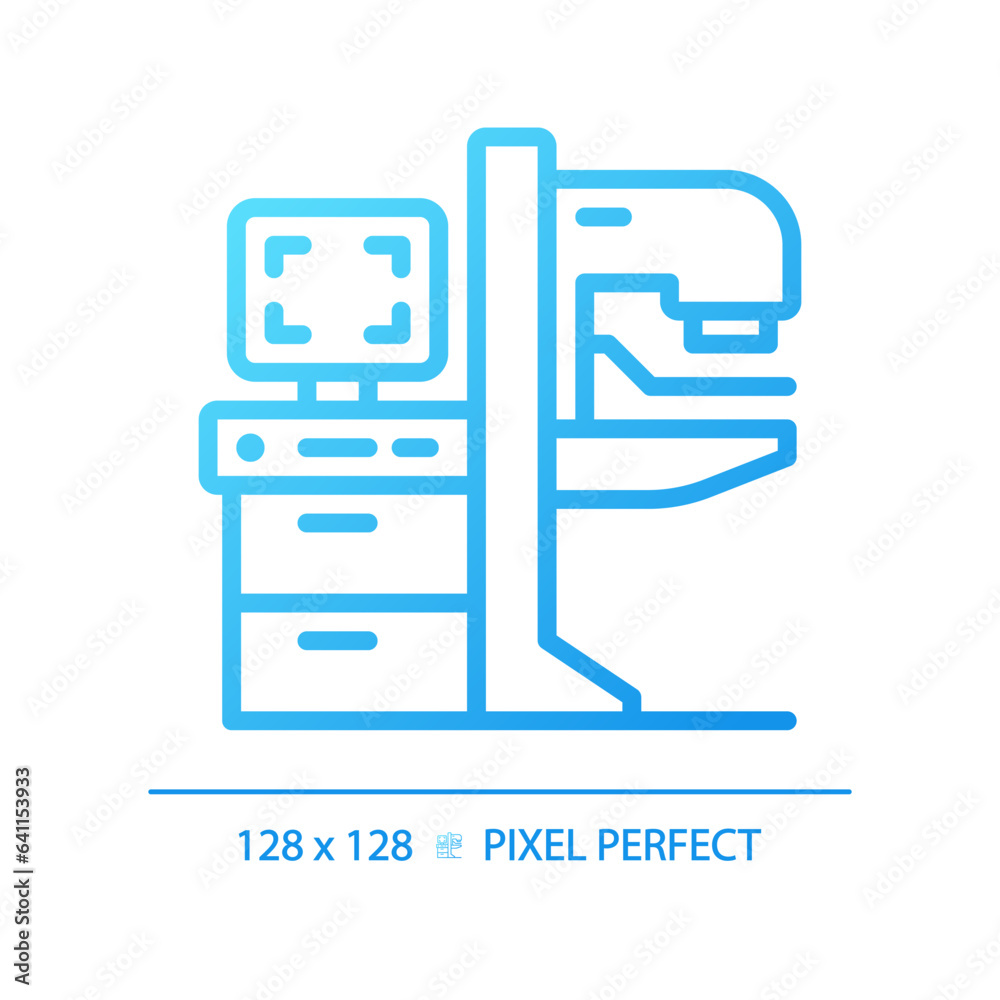 Mammography machine pixel perfect gradient linear vector icon. Breast ...