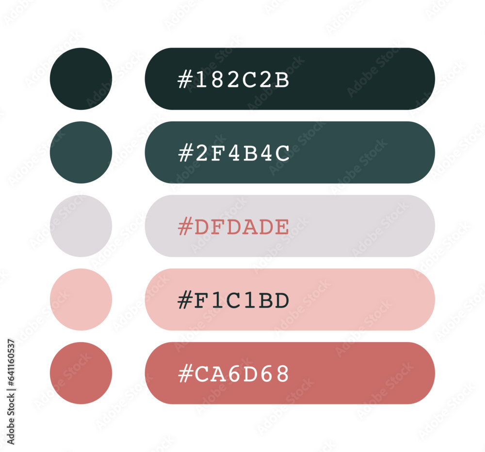 Pink and dark green color palette, vibrant colors catalog, color ...